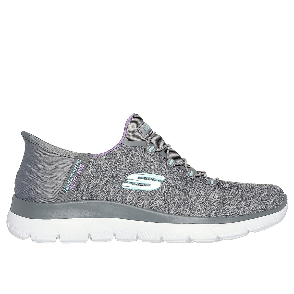 Skechers Women's Hands Free Slip Ins Summits Dazzling Haze Sneaker, Grey Mint, 8