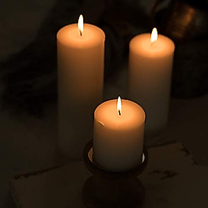 Pillar Candles - 3x3 inch | 25 Hours Burning, 6 Count - White Unscented Smokeless European Pillar Candles - Perfect for Wedding, Parties, Spas, Home Gatherings and Dinner