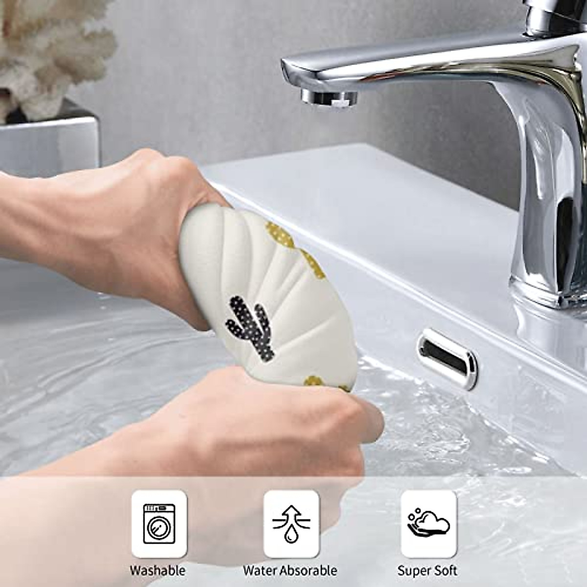 Gold Black Cactus Hand Towel for Bathroom Kitchen Microfiber Fingertip Bath Towels 12 X 27.5 Inch Soft Decorative Home Hotel Gym Laundry Room