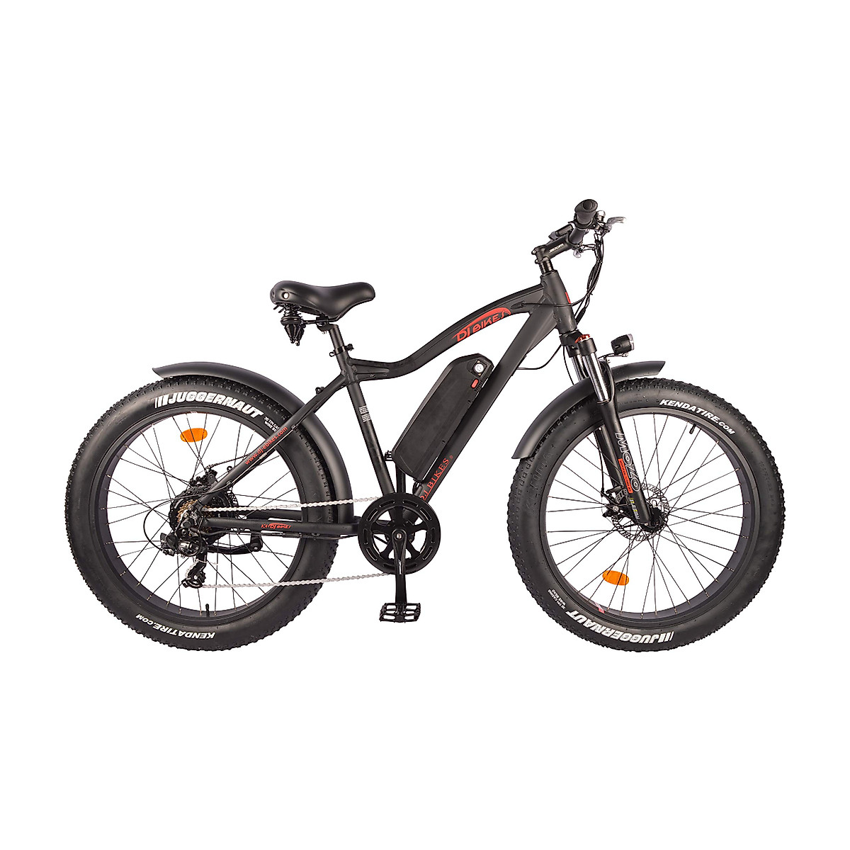 DJ Fat Bike 750W 48V 13Ah Power Electric Bicycle, Matte Black, LED Bike Light, Suspension Fork and Shimano Gear