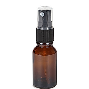 Vivaplex, 24, Amber, 15 ml (1/2 oz) Glass Bottles, with Black Fine Mist Sprayer's