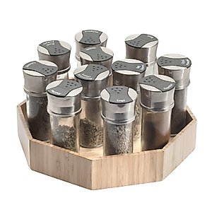 Bamboo 360 Rotating Spice Rack & Sauce Spinning Tray for Cabinets & Tabletops with Lazy Susan Turntable, 10” Diameter with 2” Ledge
