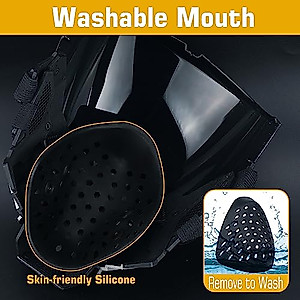 Guayma Halloween Cyberpunk Mask Airsoft Paintball Anti Fog Full Face Mask for Tactical Costume Techwear Cosplay Props,Black