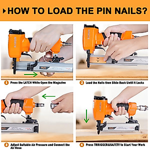 P625 23 Gauge Pneumatic Micro Pin Nailer 3/8-Inch to 1-Inch Length Air Power Headless Pinner Kit with 10,000 Pins Pin Nail Gun Pins Gun Brad Nailer Gun Finish Nailer Gun