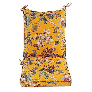 Makimoo Set of 4 Outdoor Dining Chair Cushions, Comfort Patio Seating Cushions, 44 x21x4.5 inch, Single Welt and Zipper, Sunset Blossom Orange