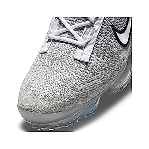 Nike Men's Air Vapormax 2021 Flyknit Sneaker, White/White/Black/Metallic Silver, 9