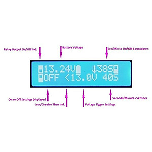 WindAndSunPower.com 1 Universal Relay Voltage Triggered Load Controller “with Delays, Circuit Board Only!” 1URVTLC-1224-B (Green LCD)