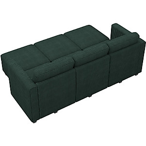 Belffin Corduroy Sectional Sleeper Sofa with Storage Ottoman, Modular Luxury Sectional Sofa with Chaise, Convertible Modern Sectional for Living Room, Green