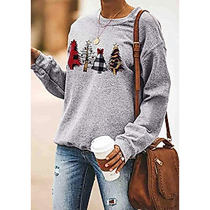 Barlver Women Christmas Outfits Fleece Sweater Holiday Vacation Graphic Sweatshirts Oversized Pullover Tunic Tops Shirts 4088 XL