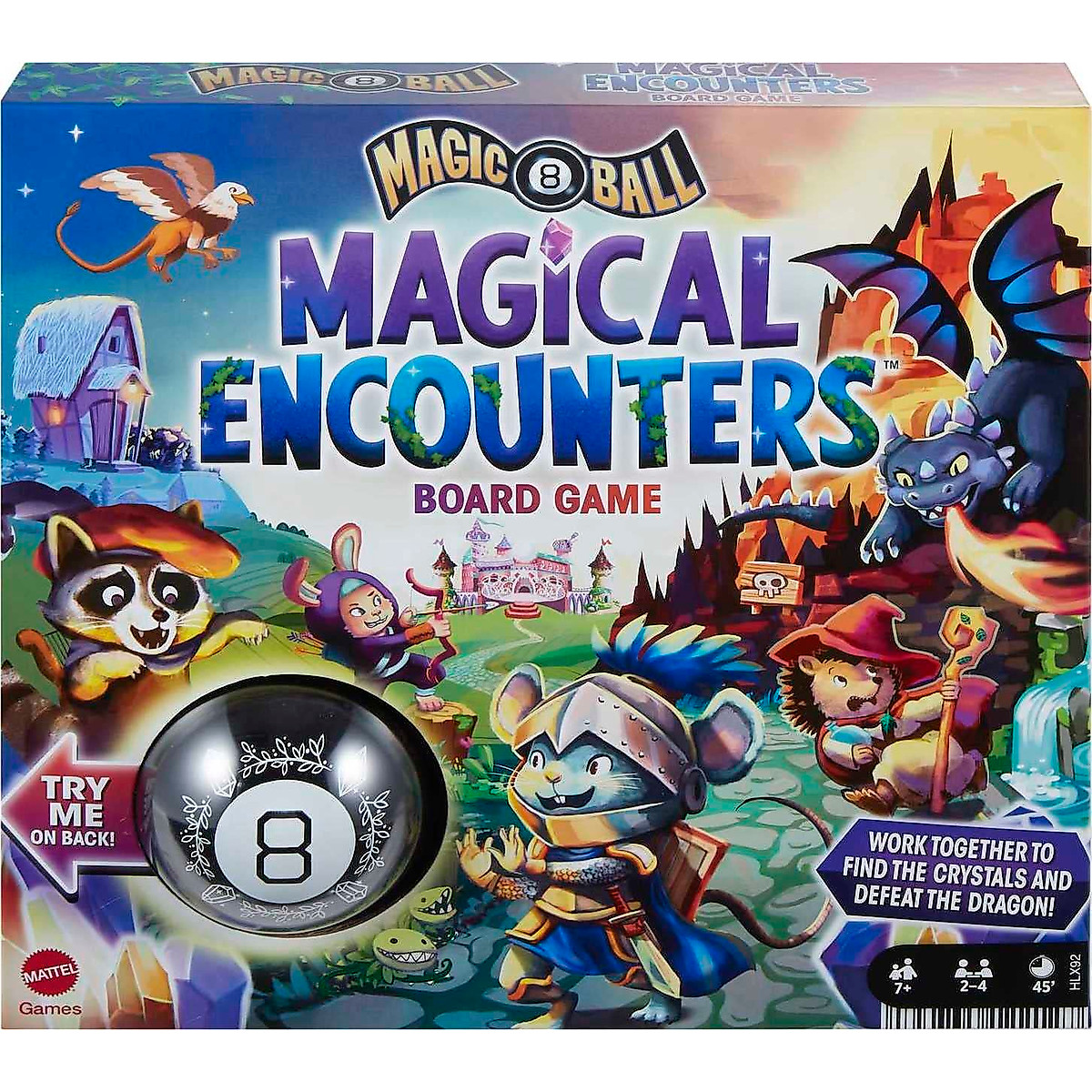 Mattel Games Magic 8 Ball Magical Encounters Board Game for Kids, Cooperative Family Game with Real Magic 8 Ball