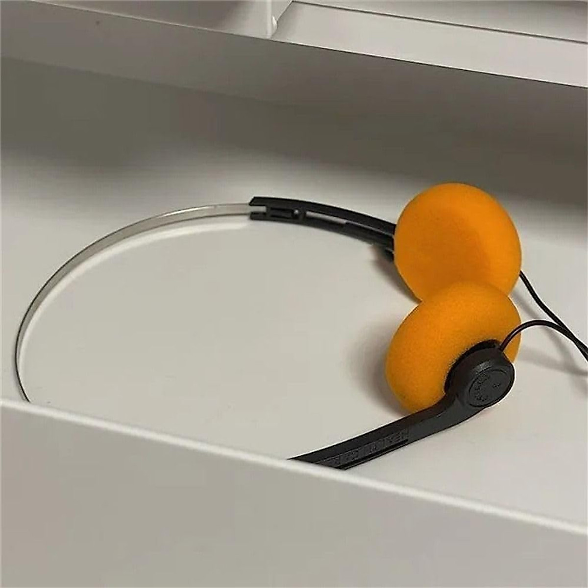 Retro Over-Ear Headphone,Walkman Headphone Vintage Feelings Underwire Headphone Hi-Fi Stereo Black Orange Ear Pad Headphone(Orange)