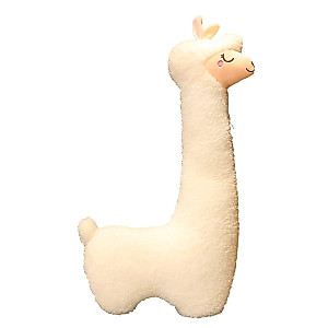 Hofun4U Llama Plush Pillow, 39 Inch Alpaca Plush Long Body Pillow, Alpaca Stuffed Animal, Christmas Holiday Birthday Gift (White)