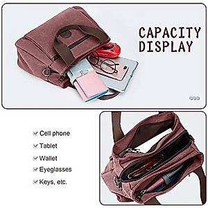 Emprier Women's Vintage Canvas Hobo Handbags Work Shoulder Crossbody Bag Tote Purses Multi-pocket Handbags