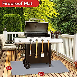 Towallmark Grill Mat 60×42 Inch, Glass Fiber Large Grill Pads,Double-Sided Fireproof Deck and Patio Protective Mats,Perfect for Outdoor BBQ,Gas Grills, Oil Fryers,Lawn