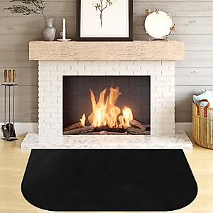 Fireplace Mat, Hearth Rug Fireproof, Fireplace Floor Mat, Fireproof Rug for Fireplaces and Woodstoves,Fire Resistant Fireplace Rug, D Shaped, Size 36" x24"