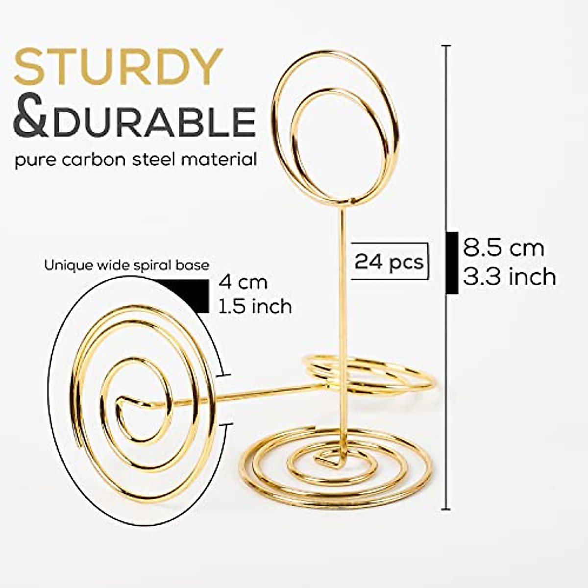 Little Lala 20 Pack Gold Table Number Holders, 8.5 cm high, Place Card Holders, Card Holders, Picture Holders or Wedding Table Number Holders & Parties