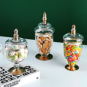 Set of 3 Clear Glass Apothecary Jars with Lids, Bathroom Canisters, Vanity Organizers, Candy Buffet, Wedding Display