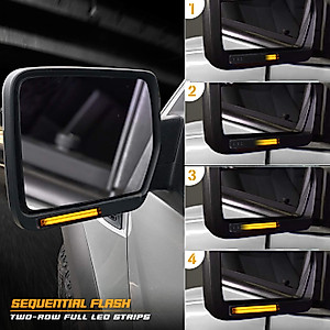 RUXIFEY Sequential Switchback LED Side Mirror Turn Signals Running Lights Smoked Compatible with Ford F150 Expedition, Lincoln Mark LT