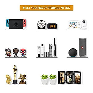 BRITUDE 2 Pack Small Floating Shelf for Wall, 9 Inch Acrylic Wall Display Ledges for Bedroom, Bathroom, Living Room, Office, Easy Installation with Clear Tape and Screws Kits