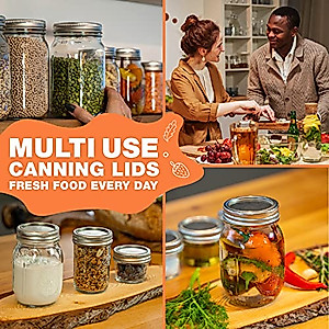 100 Count Canning Lids - Mason Jar Lids Regular Mouth for Kerr & Ball Canning Jars - Mason Jar Lids Food Grade Material, Metal Lids,100% Fit and Airtight - Protect the Environment with Recyclable