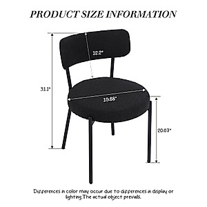 Black Boucle Dining Chairs Set of 4, Mid-Century Modern Sherpa Dining Chairs, Upholstered Kitchen Dining Room Chairs with Curved Backrest Black Metal Legs for Living Room/Kitchen