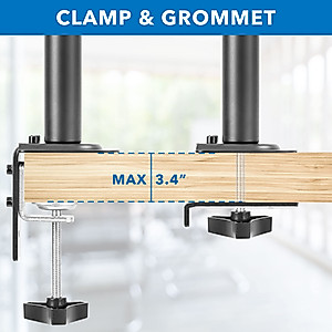 Mount-It! Laptop Desk Mount, Fully Adjustable Ergonomic Laptop Arm with Vented Tray, Cable Management, Clamp and Grommet Base, Fits Laptops up to 17 Inches, Black
