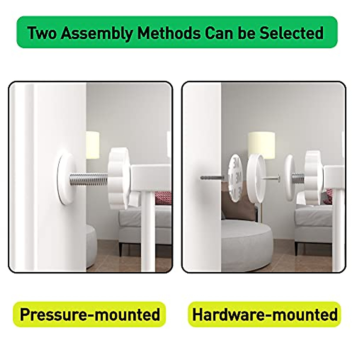 ALLAIBB Walk Through Baby Gate Auto Close Tension White Metal Child Pet Safety Gates with Pressure Mount for Stairs,Doorways and kitchen (White, 57.09"-59.84")