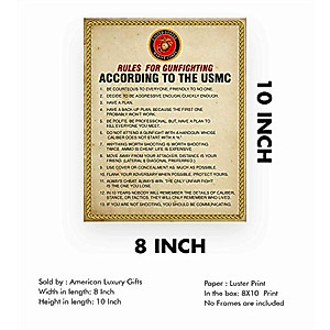 "Rules for Gunfighting According to the USMC"-U.S. Marine Corps Wall Art- 8 x 10" Distressed Patriotic Print-Ready to Frame. Home-Office-Military Decor. Perfect Gift for All Marines! Semper Fi!