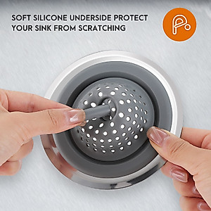 Kitchen Sink Drain Strainer 2 Pack Silicone Sink Stopper for Kitchen Sink with Stainless Steel Edge 4.5'' Diameter Rim