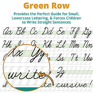 Channie's Visual Cursive Notebook 120Pages Easy to learn Practice Cursive Size 8.5” x 11”