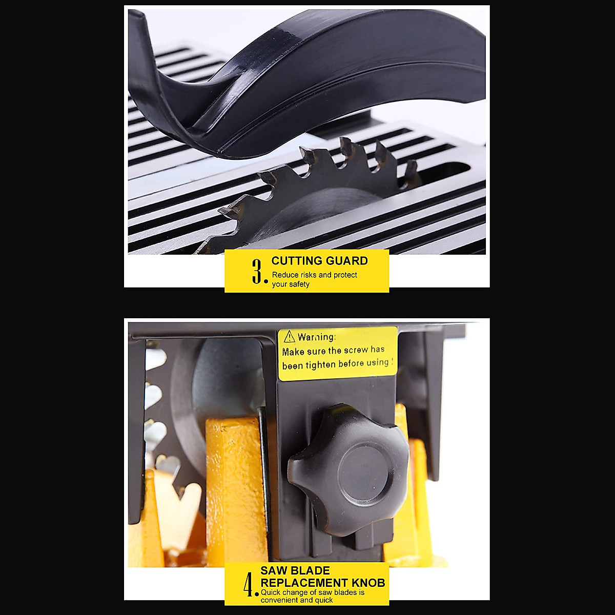 4 Inch Mini Table Saw, 90W Hobby Craft Saw Bench Top Cutting Miter Saw, 4500Rpm DIY Handmade Woodworking Metal Ceramic Glass Cutter with 3 Pieces Blades