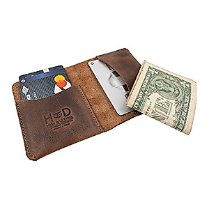 Hide & Drink, Leather Bifold Card Holder, Holds Up to 6 Cards/Organizer/Case/Wallet, Handmade Includes 101 Year Warranty :: Bourbon Brown