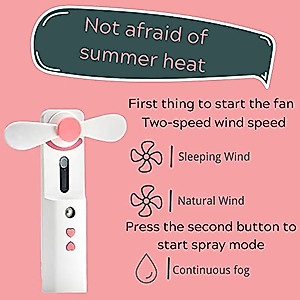 Crethinkaty Mini Handheld Fan USB Misting Fan Portable Pocket Mini Spray Hydrating Fan, for Home Office Indoor Use Outdoor Travel(2 Speeds)