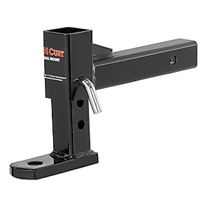 CURT 45812 Adjustable Trailer Hitch Mount, Fits 2-Inch Receiver, 7-1/2-Inch Drop, 1-Inch Hole, 5,000 lbs, GLOSS BLACK POWDER COAT