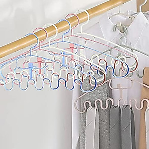 10PCS Wave Pattern Stackable Hanger: 8 Slots Multifunctional Magic Wave Pattern Hangere | Non Slip Stackable Space Saver Closet Organization Hangers | for Bra Top Camisole | Plastic Hanger (White)