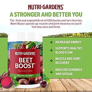 Beet Boost Nutri Gardens Nitric Oxide Powder - Concentrated Beetroot Supplement for Energy, & Healthy Joints - High Blood Pressure Support (20 Servings)