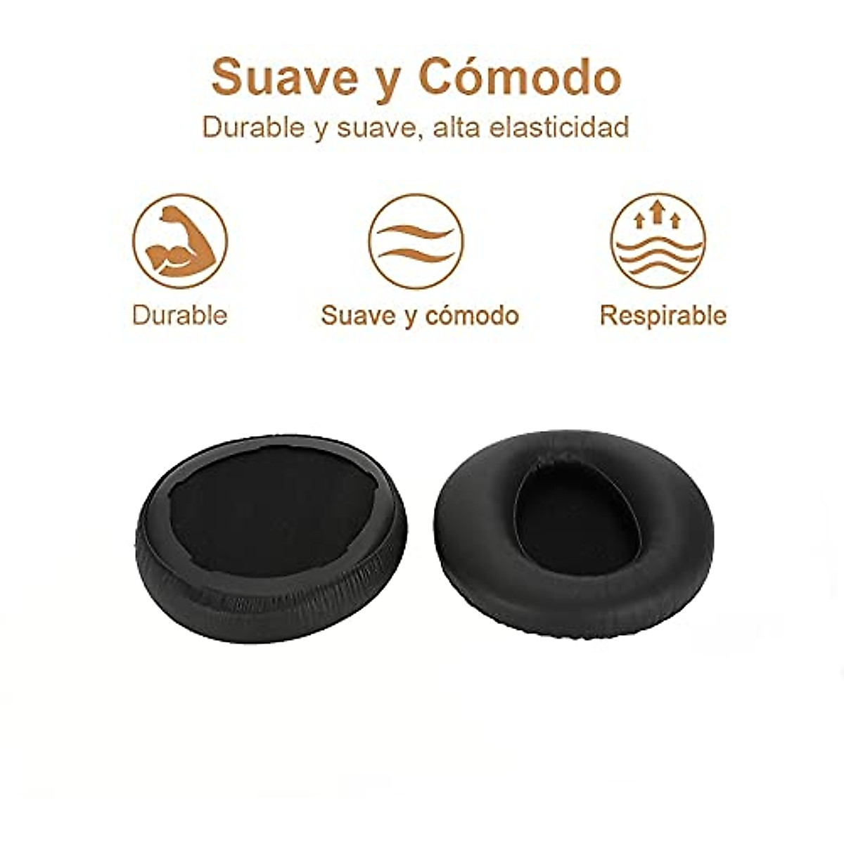 2pcs Replacement Ear Pad Cushion for Sony MDR-10RBT MDR-10RNC MDR-10R Earphone Headset (Black)