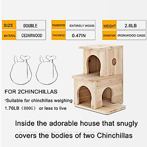 Chinchilla House Pet House Chinchilla Hideout Natural Wooden No Paint Wooden peg Safe Durable Teeth Grinding (TWOSTORY)