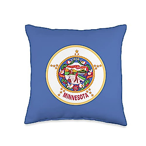 STATE FLAG OF MINNESOTA Minnesota State Flag Throw Pillow, 16x16, Multicolor