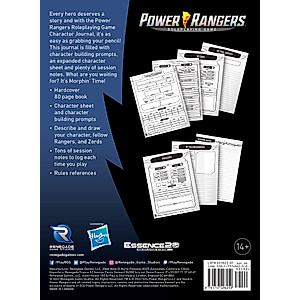 Renegade Game Studios Power Rangers Roleplaying Game Expanded Character Sheet Journal, Customize and Develop Characters