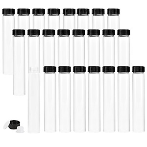 Cadbibe 50ml Clear Glass Vials with Screw Caps and Plastic Stoppers, Small Liquid Sample Glass Test Tubes, Leak-Proof Glass Bottles, 25PCS