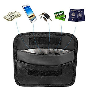 Hodufy Faraday Bags, Fireproof & Waterproof Faraday Key Fob Protector, Cell Phone Signal Jammer, Faraday Cage, Car RFID Signal Blocking (Black)