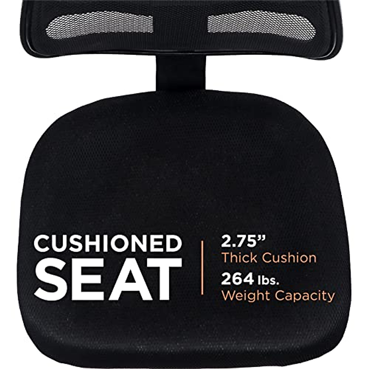 Comfty Fabric Seat and Nylon Base Mesh Back Swivel Task Chair, Black