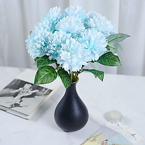 Birtlynn Artificial Chrysanthemum Ball Flowers, 10pcs Silk Faux Flowers Bouquet, Present and DIY Decoration for Home Office Coffee House Parties Garden Wedding Christmas-Blue