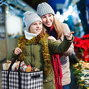 Windyun 3 Pcs Christmas Collapsible Reusable Shopping Box Grocery Bag Set with Reinforced Bottom Large Plaid Holiday Xmas Tote Bags Design Storage Boxes Bins Cubes, 3 Styles