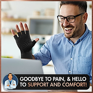 Dr. Frederick's Original Copper Arthritis Glove - 2 Gloves - Perfect Computer Typing Gloves - Fit Guaranteed - Medium