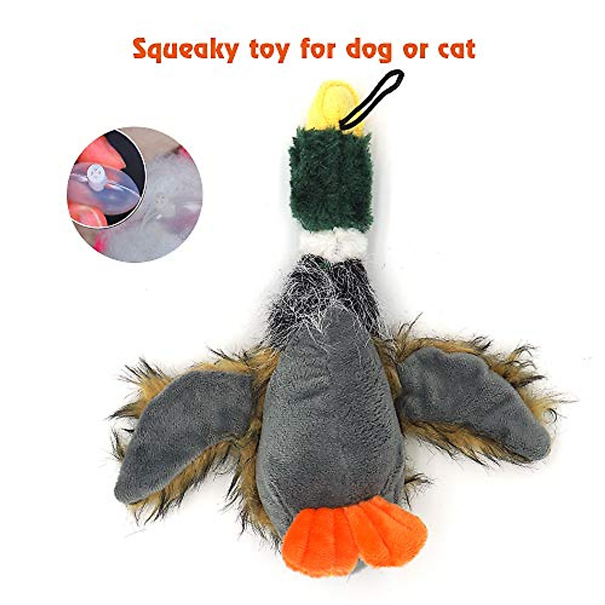 SUNKYPUP Plush Mallard Duck Dog Toy, Squeaky Dog Toy, Plush Dog Chew Toy for Small Medium Dogs, 8-Inch