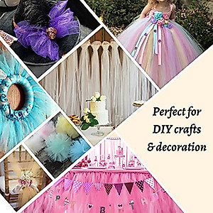 White Tulle Fabric, 6 Inch by 100 Yards Tulle Roll for Tutu Wedding Decoration DIY Crafts Gift Wrapping Party Backdrop Baby Shower Table Skirt