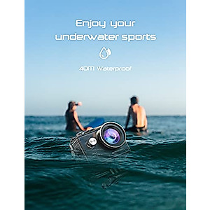 Apexcam Action Camera 4K Sports Camera 20MP 40M 170°Wide-Angle WiFi Waterproof Underwater Camera with 2.4G Remote Control 2 Batteries 2.0'' LCD Ultra HD Camera with Mounting Accessories Kit