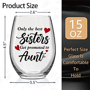 Pishovi Only the Best Sisters Get Promoted To Aunt Glass with Gift Box, Funny Stemless Glass, Pregnancy Announcement Gift for Sister, Aunt Upgrade, Baby Announcement Gift for Sister BFF